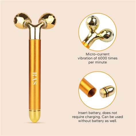 24k Gold Y Shape 3d Electric Face And Body Massager Ras Luxury Skincare