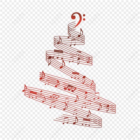 레드 그라데이션 일러스트 크리스마스 음악 트리 노트구배간단한 펜 Png 일러스트 무료 다운로드 Lovepik