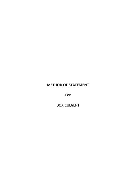 Method Statement Box Culvert Pdf Road Foundation Engineering
