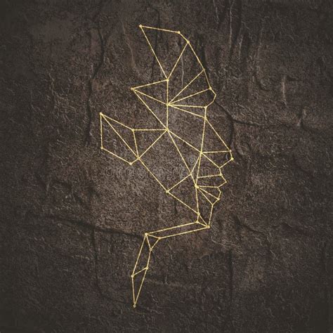 Human Face Low Poly Illustration Wireframe Mesh Head Shape Consisting