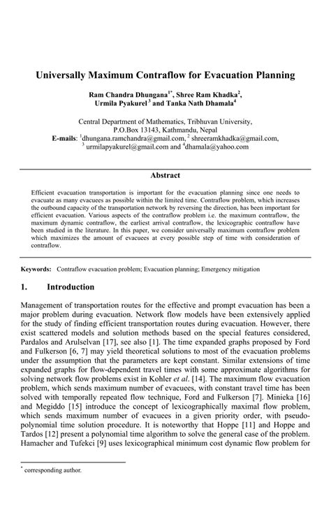 pdf universally maximum contraflow for evacuation planning