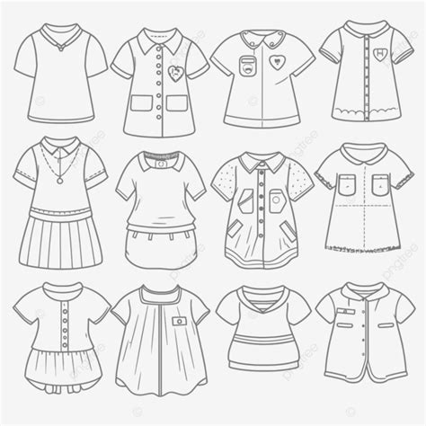 스케치 색칠을 위한 아이의 윤곽 그리기 벡터 옷 디자인 드로잉 옷 디자인 개요 옷 디자인 스케치 Png 일러스트 및 벡터 에 대한 무료 다운로드 Pngtree