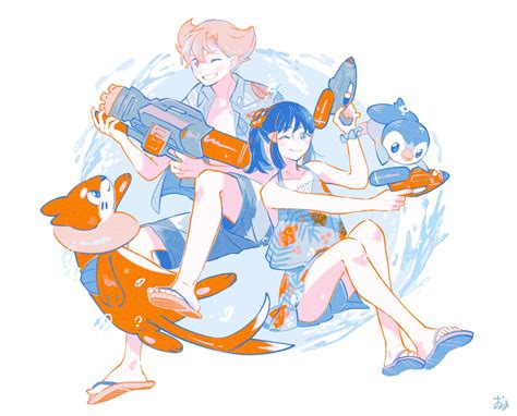 Dawn Piplup Barry And Buizel Pokemon And More Drawn By Omyo Myomyomyo Danbooru