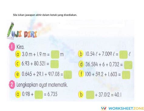 Matematik Tahun 4 Worksheet