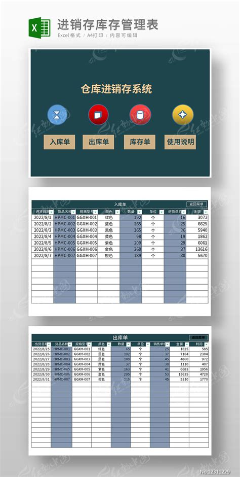进销存系统进销存图片 Excel 编号12311229 红动中国