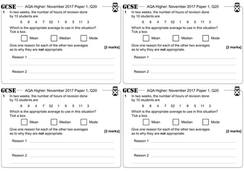 Calculating And Using Different Averages Gcse Questions Higher Aqa Teaching Resources