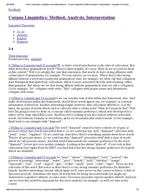2 4 Part 2 Collocation Colligation And Related Features Outline Pdf Grammar Noun
