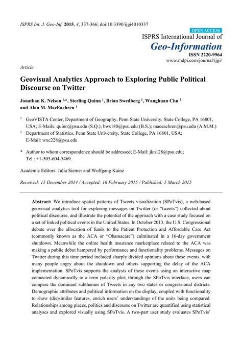 Pdf Geovisual Analytics Approach To Exploring Public Political