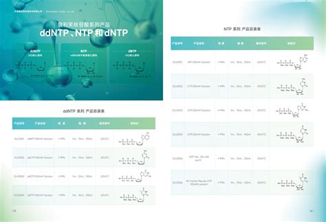 Olivebio公司重磅推出 分子生物学级 Dntp，ntp和ddntp，及其衍生物 高纯度，超稳定， 无残留，广适用。 原产厂家，可接受定制