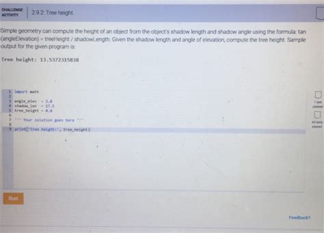 Solved Activty292 Tree Height Simple Geometry Can Compute