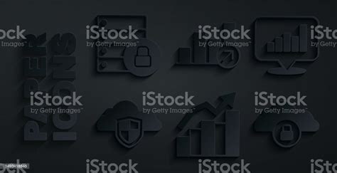 재무 성장 파이 차트 인포그래픽 클라우드 및 방패 컴퓨팅 잠금 자물쇠 아이콘이 있는 서버 보안을 설정합니다 벡터 3차원 형태에 대한 스톡 벡터 아트 및 기타 이미지 Istock