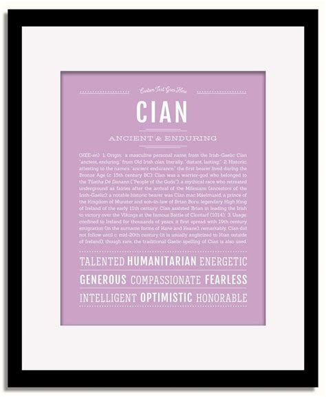 Cian Personalized Name Meaning Art Prints Teacher Name Art Names