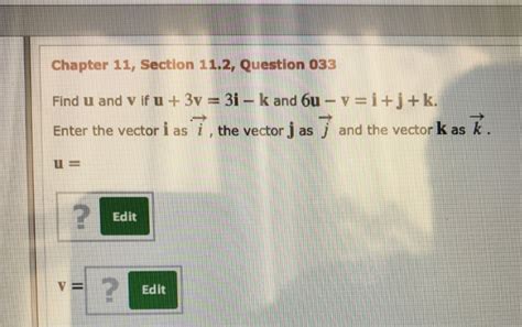 Solved Chapter 11 Section 11 2 Question 033 Find U And V Chegg Com