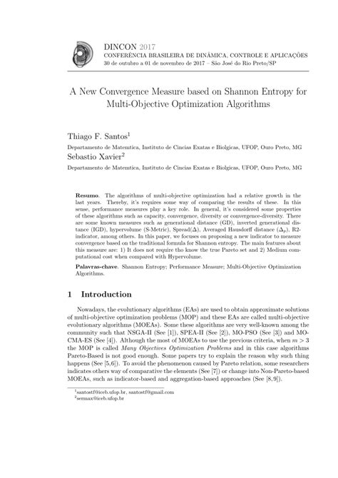 Pdf A New Convergence Measure Based On Shannon Entropy For Multi