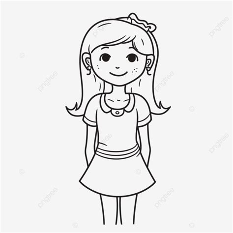 간단한 흰색 옷을 입고 소녀 색칠 페이지 개요 스케치 드로잉 벡터 여자의 인물화 여성 인물 개요 여자의 인물 스케치 Png 일러스트 및 벡터 에 대한 무료 다운로드