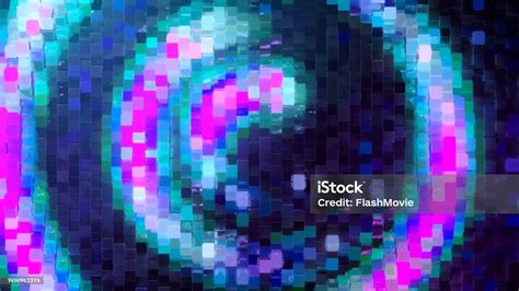 네온 픽셀의 추상 소용돌이가 시계 반대 방향으로 이동합니다 블루 핑크 컬러 3d 일러스트레이션 0명에 대한 스톡 사진 및 기타 이미지 Istock