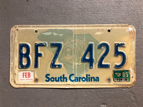 Vintage South Carolina License Plate Bluewhite State Seal Bfz 425 Feb