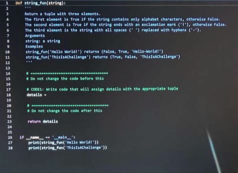 In Python Def Stringfunstring Return A Tuple With Three Elements The
