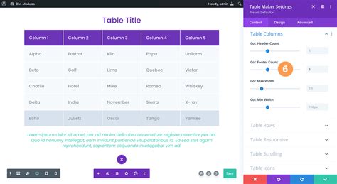 Step Getting Started Table Maker Docs Divi Modules