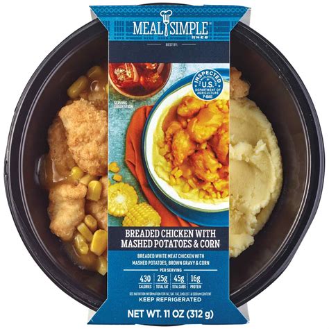 Meal Simple By H E B Breaded Chicken Mashed Potatoes And Corn Bowl