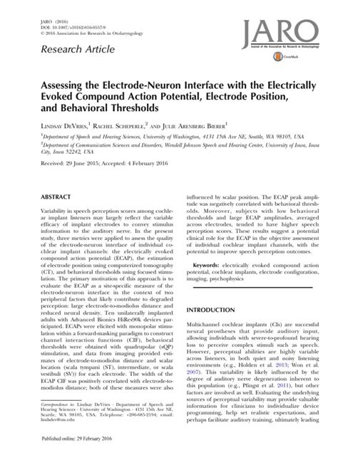 Assessing The Electrode Neuron Interface Pdf