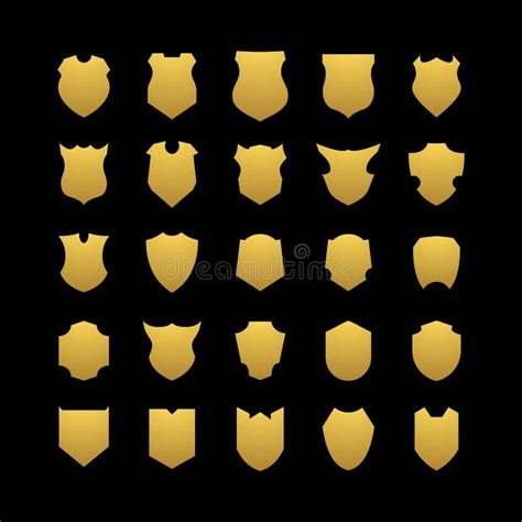 Silhouette Shield Icon Set In Vintage Style Protect Shield Security Line Icons Badge Quality