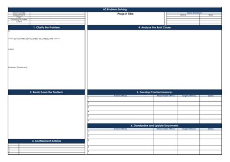 A3 Problem Solving Template 1 Pdf