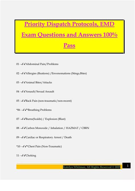 Priority Dispatch Protocols Emd Exam Questions And Answers 100 Pass Mpds Stuvia Us