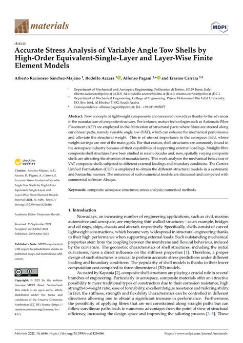 Pdf Accurate Stress Analysis Of Variable Angle Tow Shells By High