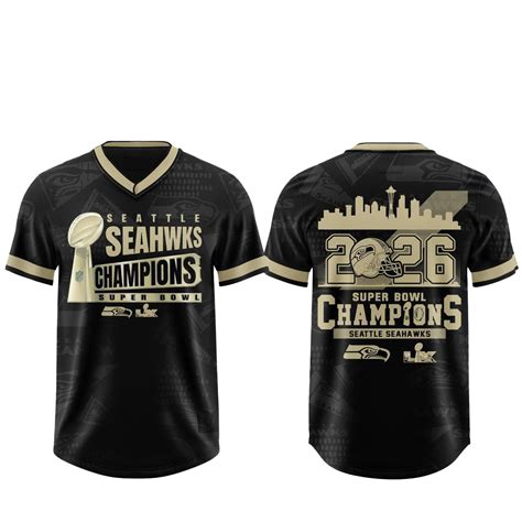 Seattle Seahawks 2026 Super Bowl Lx Champions Black Football Jersey Tazila