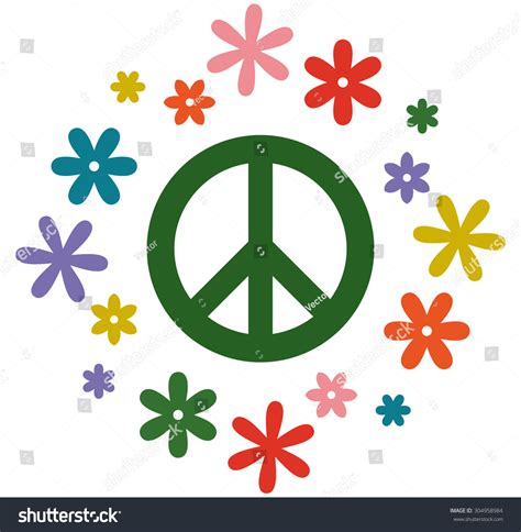 Peace Symbol Flower Power Vector Illustration Stock Vector Royalty