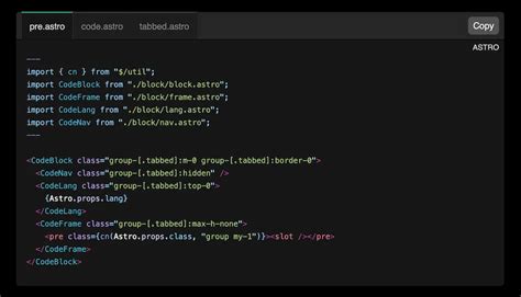 Astro Tabbed Code Block Matt Dekok