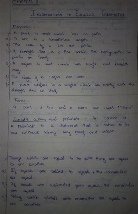 Class 9 Math Geometry Notes Introduction To Euclids Geometry By