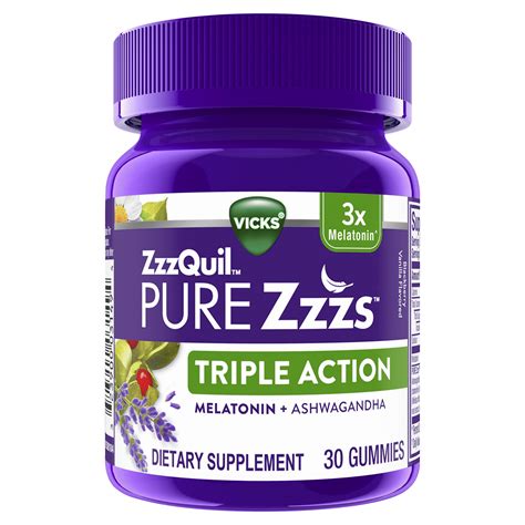 Vicks Zzzquil Pure Zzzs Triple Action Melatonin Gummies Ashwagandha