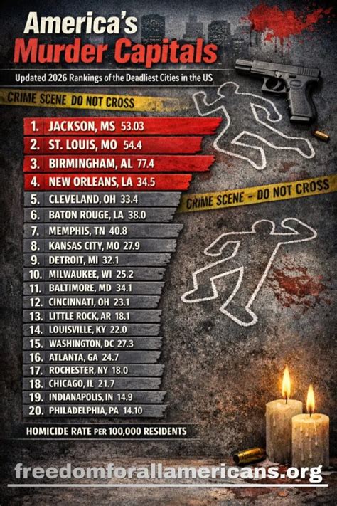Americas Murder Capitals A 2026 Ranking Of The Deadliest Cities