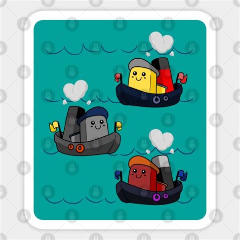 Cute Tugboat Trio Tugboat Sticker Teepublic
