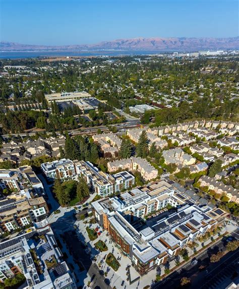 Aerial View Of Modern Mid Rise Apartment Buildings In An Urban