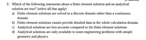 Solved 2 Which Of The Following Statements About A Finite