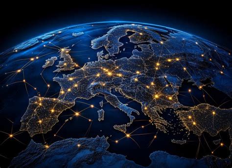 A Lively Stylized World Map Shines With Linked Cityscapes And Glowing Lines Representing