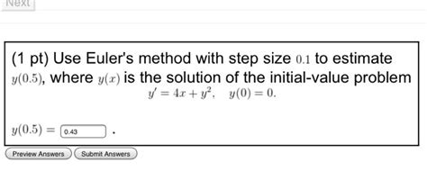solved use euler s method with step size 0 1 to estimate