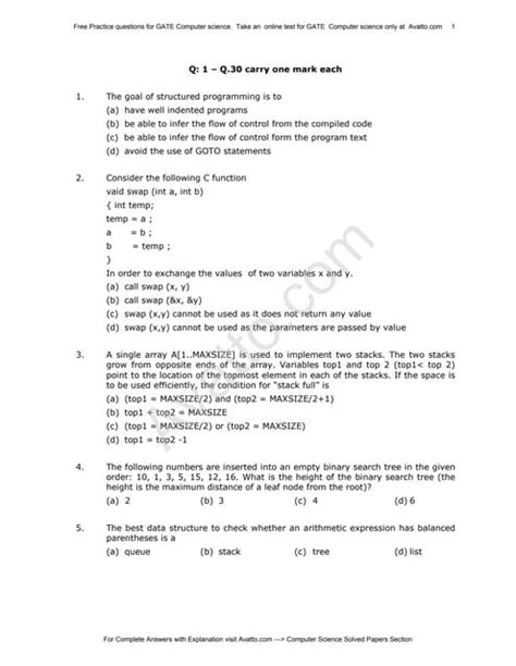 Gate Computer Science Solved Paper 2004 Pdf