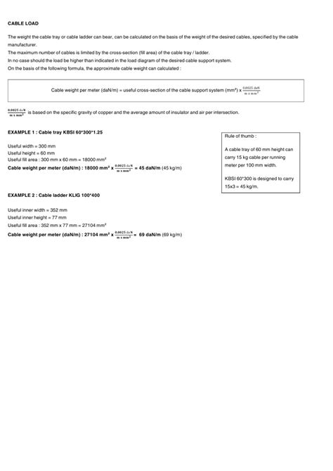Cable Tray Load Calculation Pdf Technology And Engineering