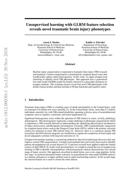 Unsupervised Learning With Glrm Feature Selection Reveals Novel