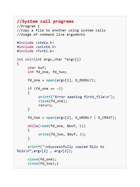 Systemcall Programs Pdf Computer Programming Control Flow