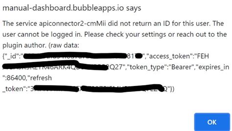 api connector did not return an id for this user apis bubble forum