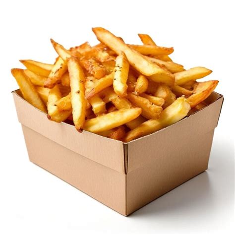 A Portion Of Fried Chips In A Cardboard Box Premium Ai Generated Image