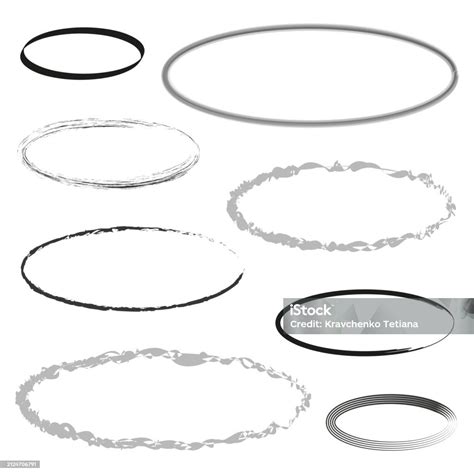 타원형 프레임 여러가지를 섞어 담은 포장 세트 다양한 타원형 테두리 컬렉션 원 가장자리 변형 장식용 반지 요소 벡터 일러스트 레이 션입니다 주당순이익 10 0명에 대한 스톡