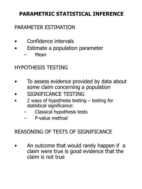 Ppt Parametric Statistical Inference Powerpoint Presentation Free Download Id 5876446