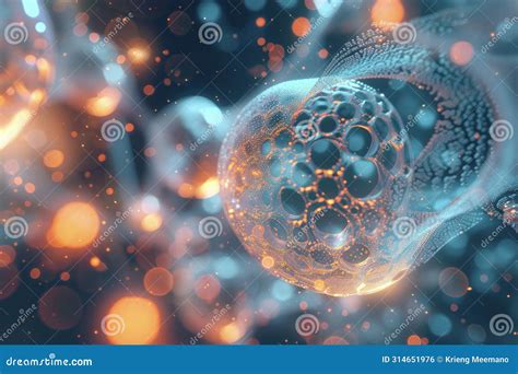 Nano Molecular Mesh Design Under Microscope Stock Illustration