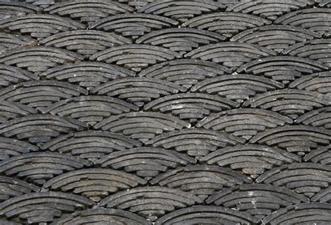 유토이미지 한국의 실외 벽면 기와 인테리어 패턴